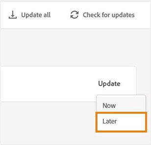Schedule Creative Cloud app updates for a later time