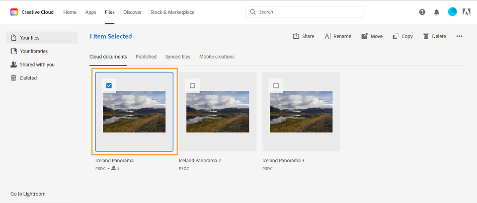 Share public links to Creative Cloud files and folders