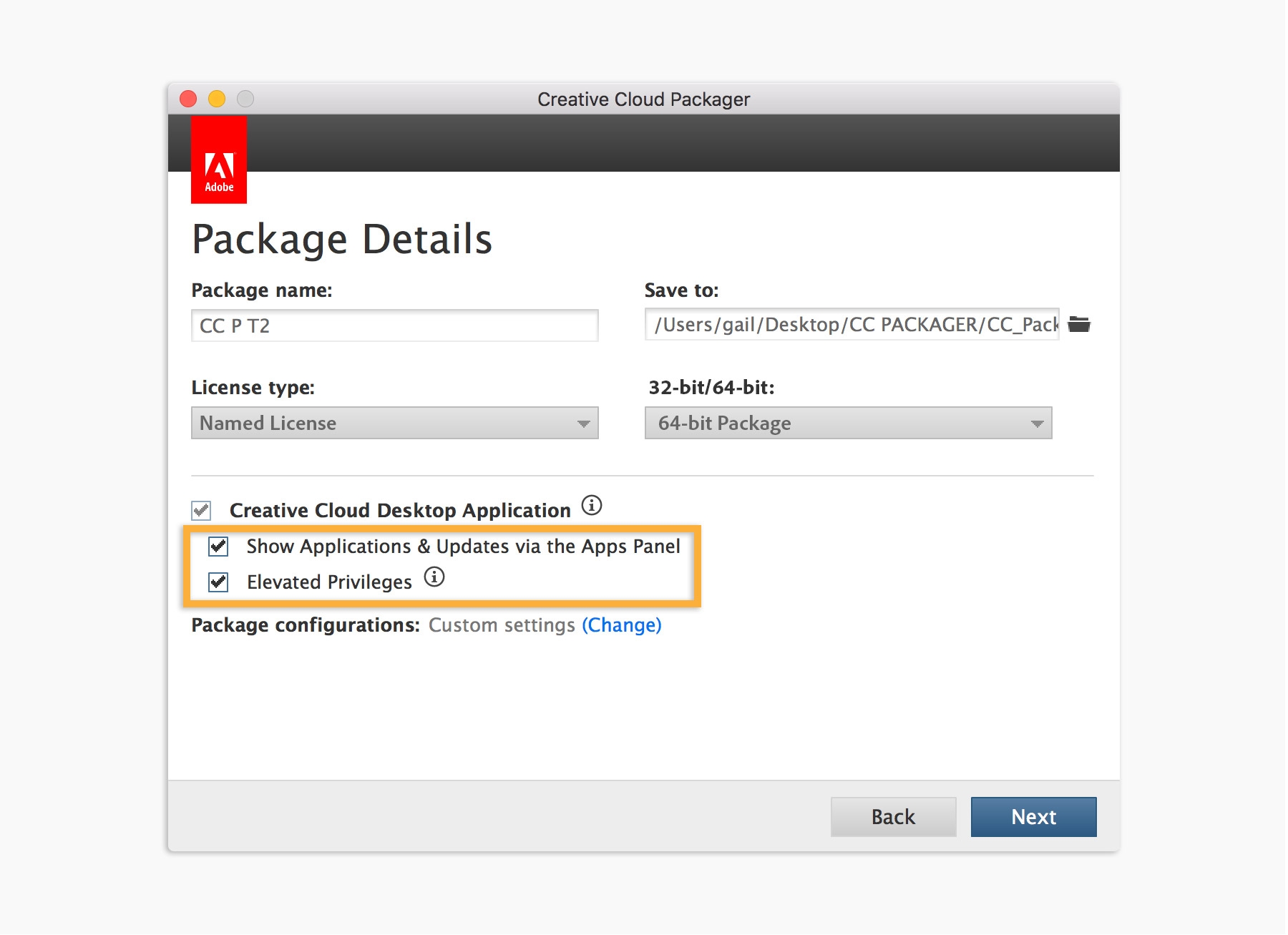 Creating a deployment package for Adobe Creative Cloud for teams