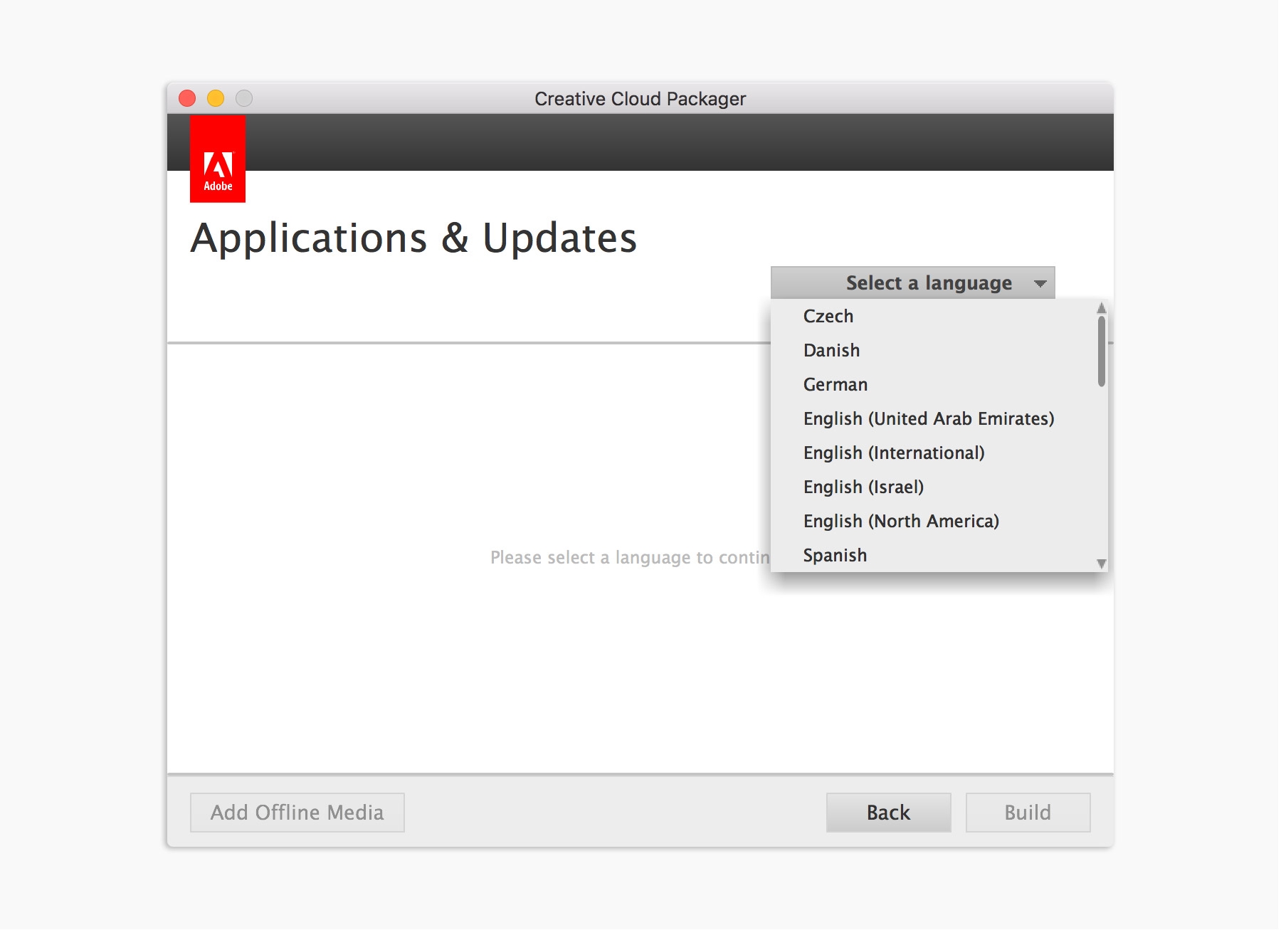 Creating a deployment package for Adobe Creative Cloud for teams