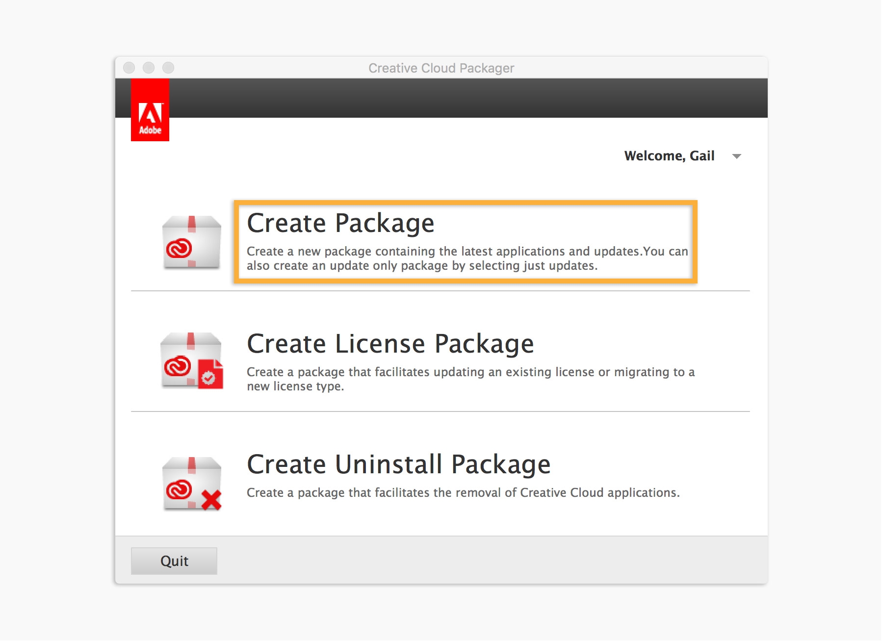 Creating a deployment package for Adobe Creative Cloud for teams