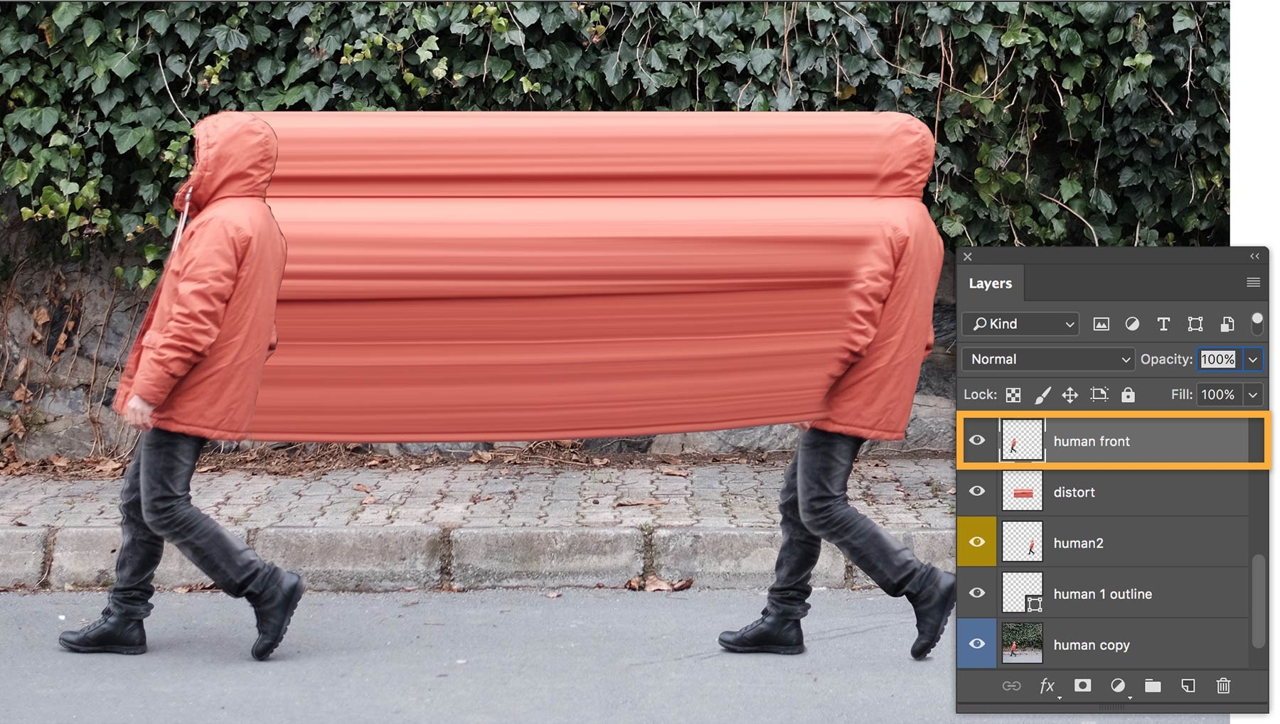 Use the Liquify filter to create liquid motion effects
