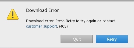Download error 403 launching Adobe Creative Cloud desktop app