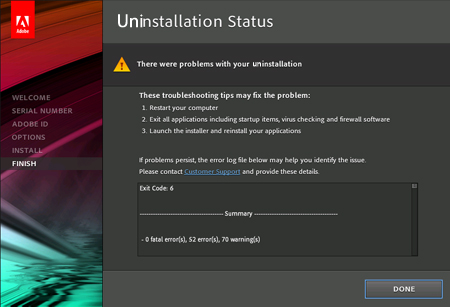 Troubleshoot uninstallation issues | Adobe CS5.5, CS5 products