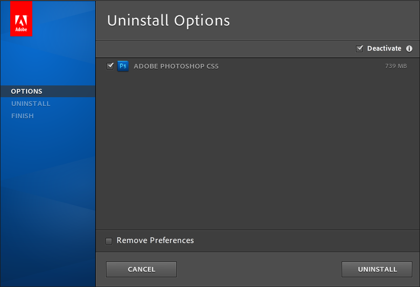 Uninstall Adobe Creative Suite 5.5 or Creative Suite 5