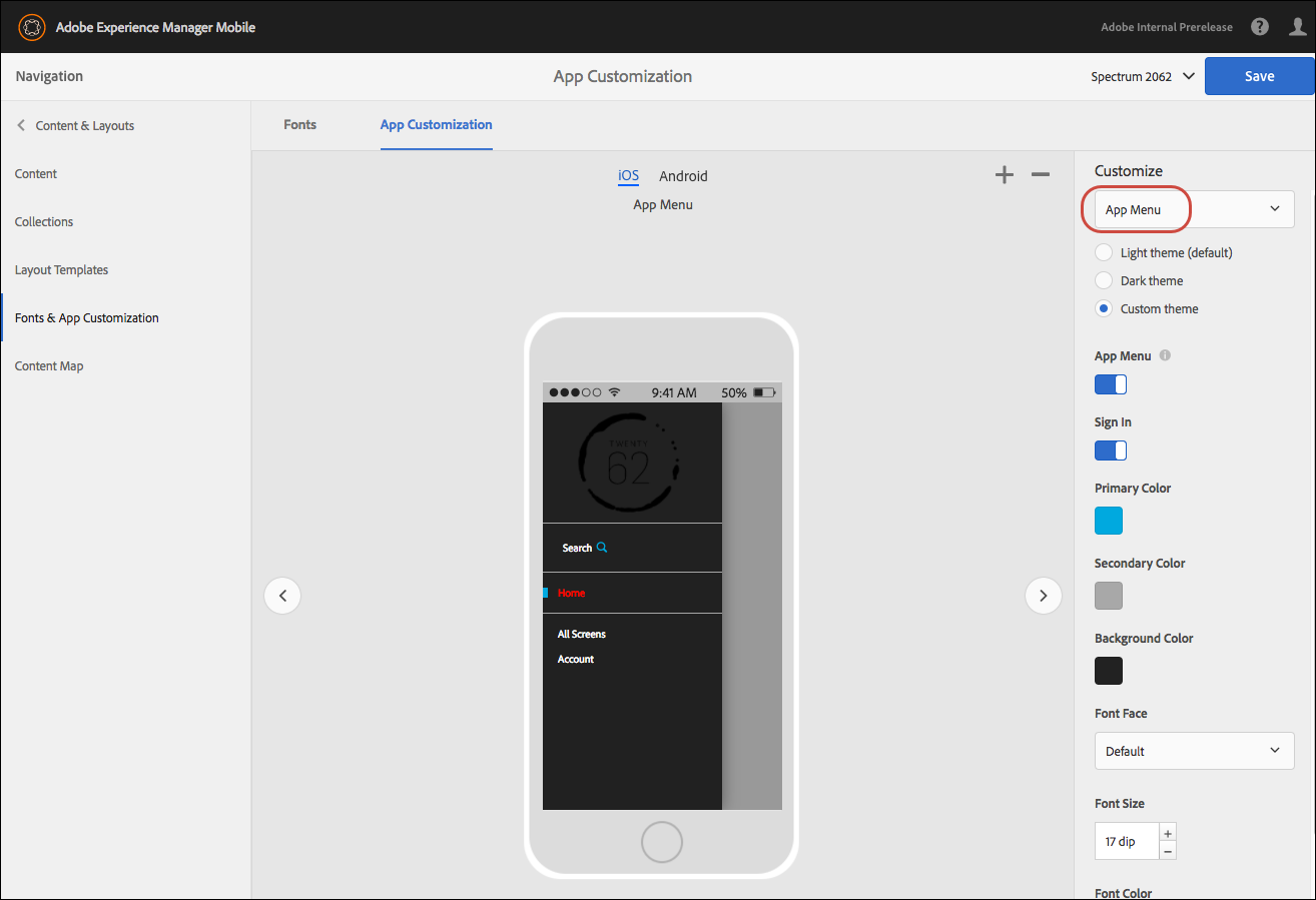 Customizing AEM Mobile apps