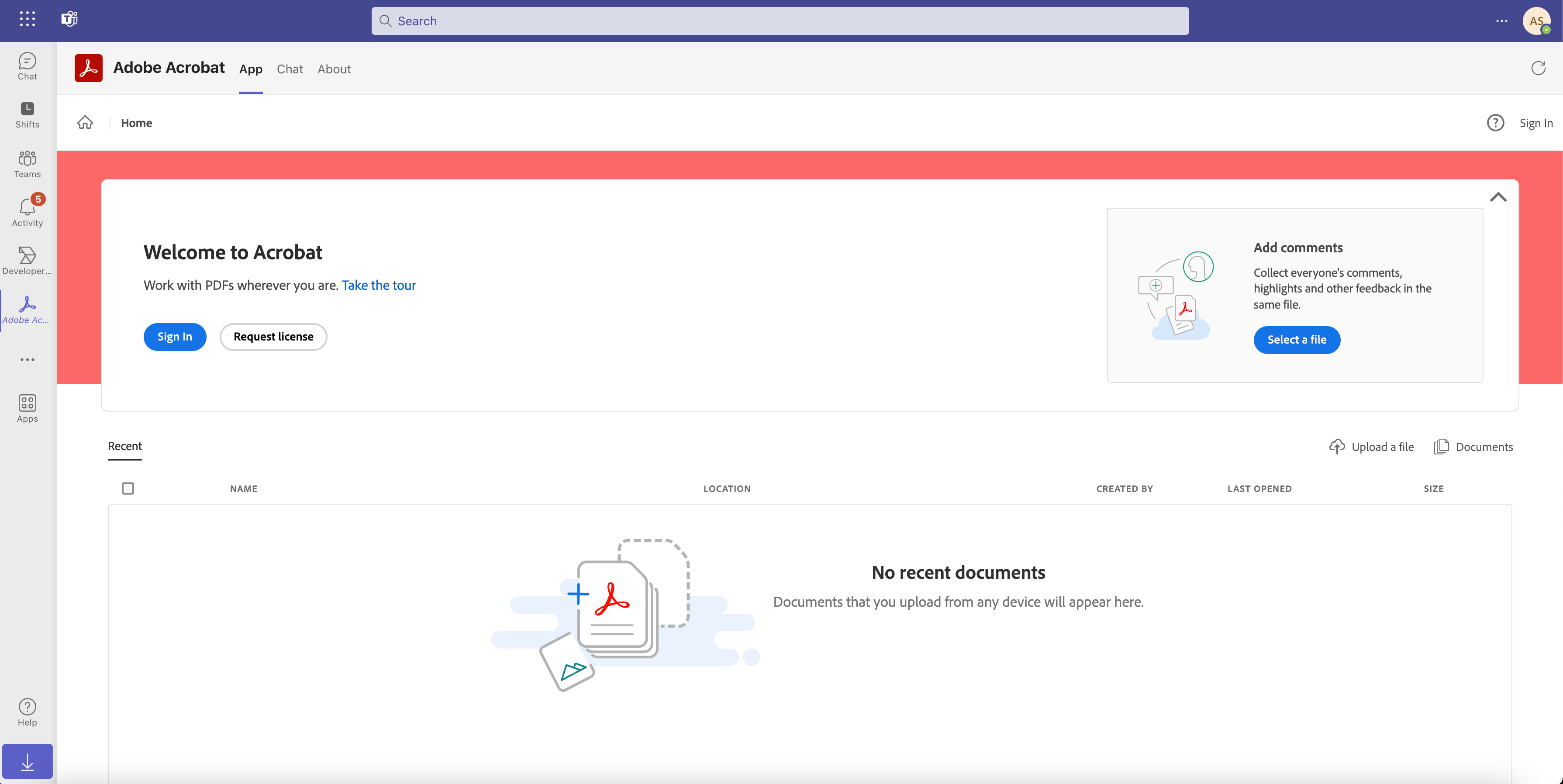 Customize Acrobat experience in Microsoft Teams