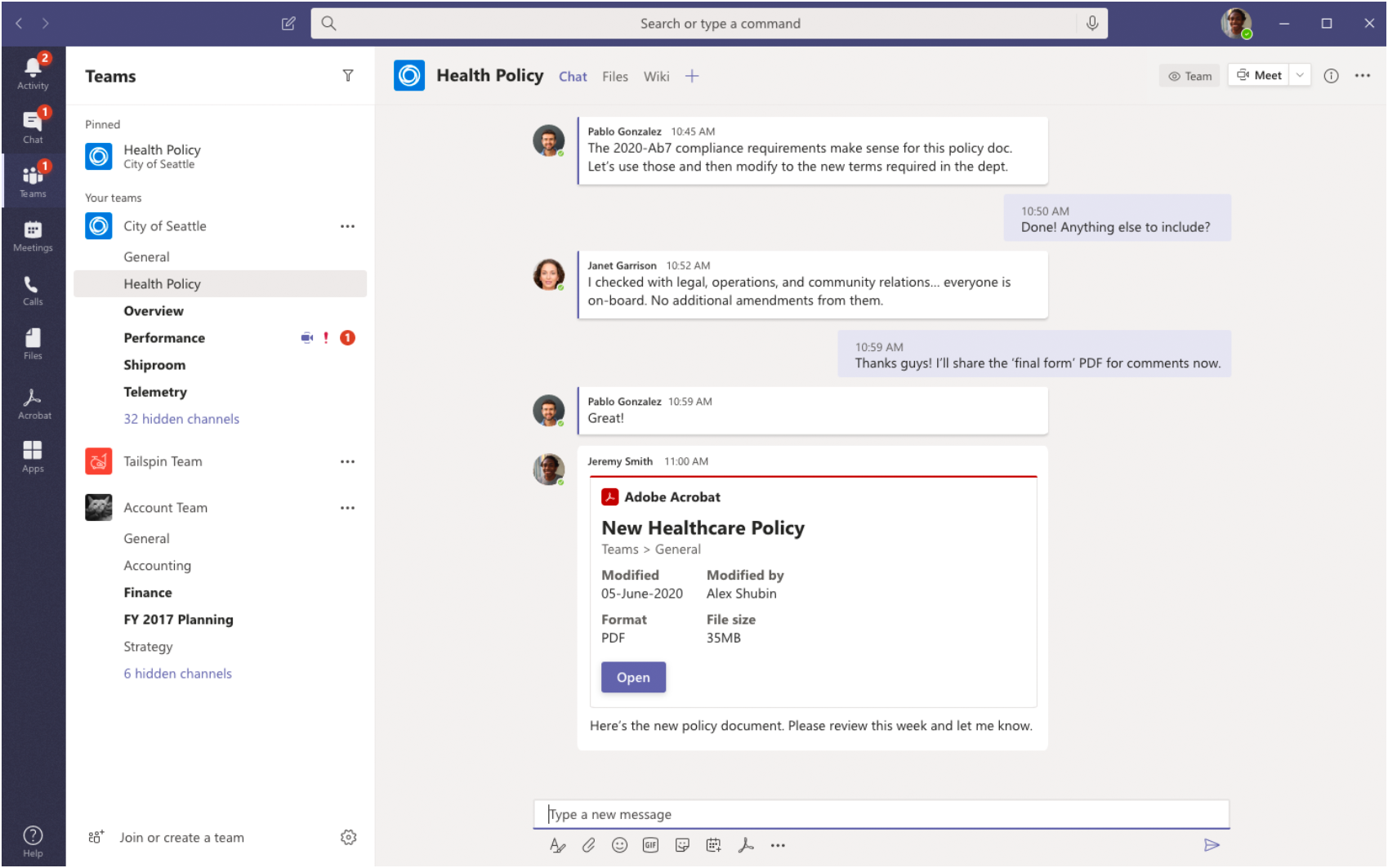 Collaborate on PDFs within Microsoft Teams