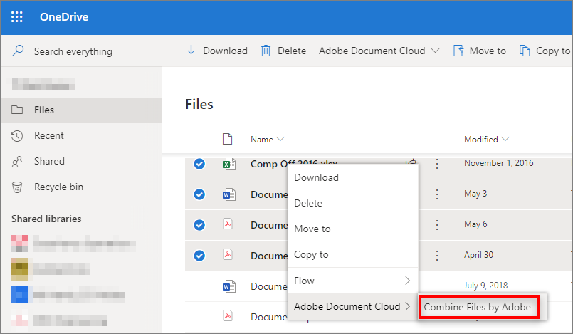 Using Adobe Document Cloud for SharePoint and OneDrive