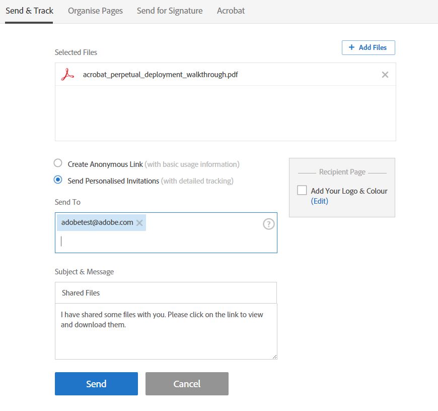Using Adobe Send & Track