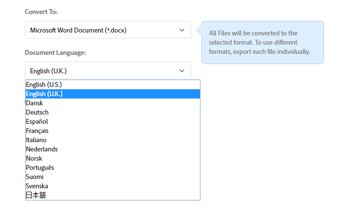 Using Adobe Export PDF