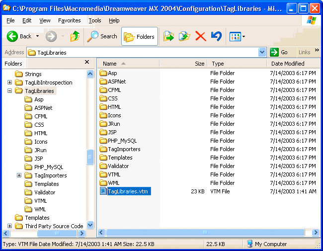 Tag library file format in Dreamweaver