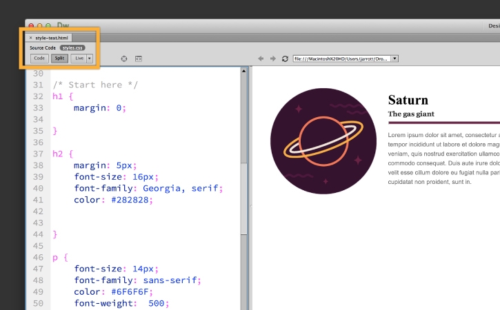 Apply CSS styles to you web page text in Dreamweaver