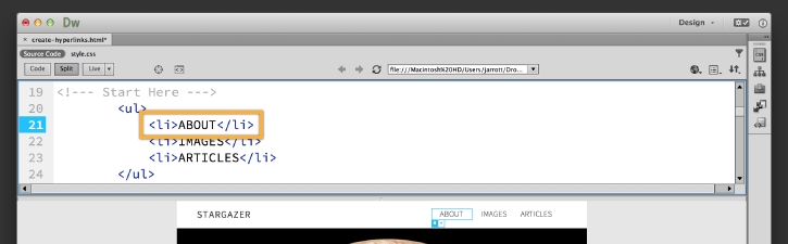 Make a hyperlink in HTML to link to Dreamweaver web pages