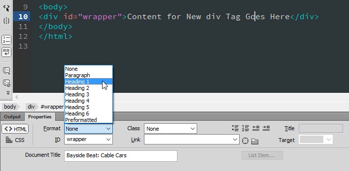 How to make a website in Dreamweaver part 2, add HTML content