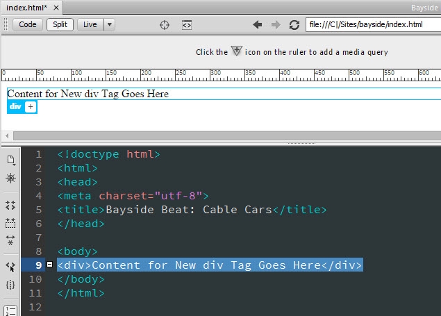How to make a website in Dreamweaver part 2, add HTML content