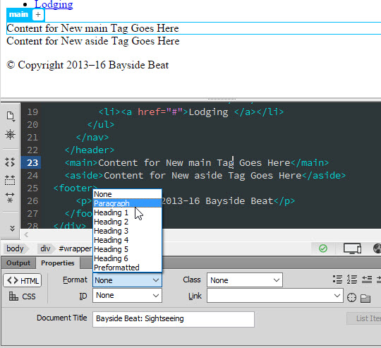 Adobe Learn - Learn Dreamweaver Add structural elements and links