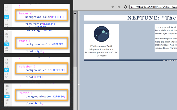 How to style page elements using CSS in Dreamweaver