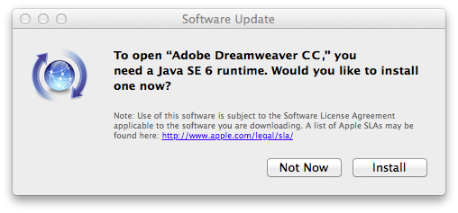 Install Java SE 6 Runtime in Mac 10.9 for Dreamweaver