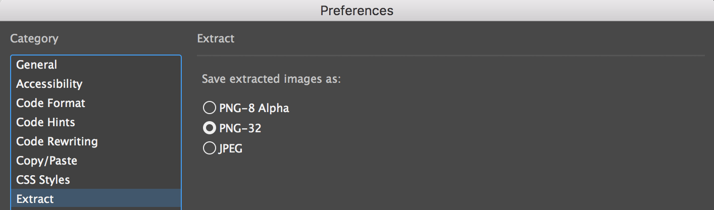How to extract assets from PSD files into Dreamweaver web pages