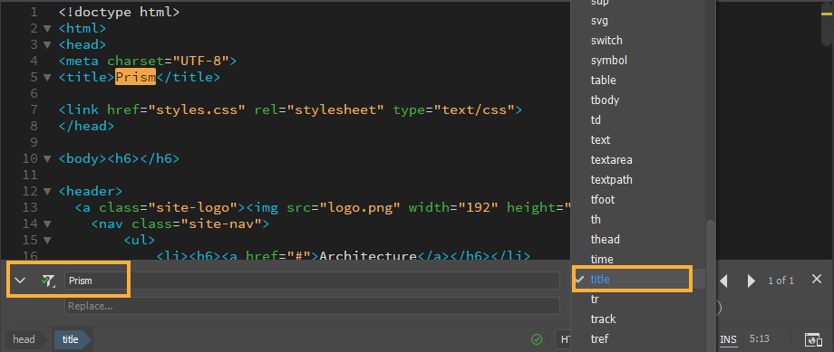 Find and replace text, tags, and attributes