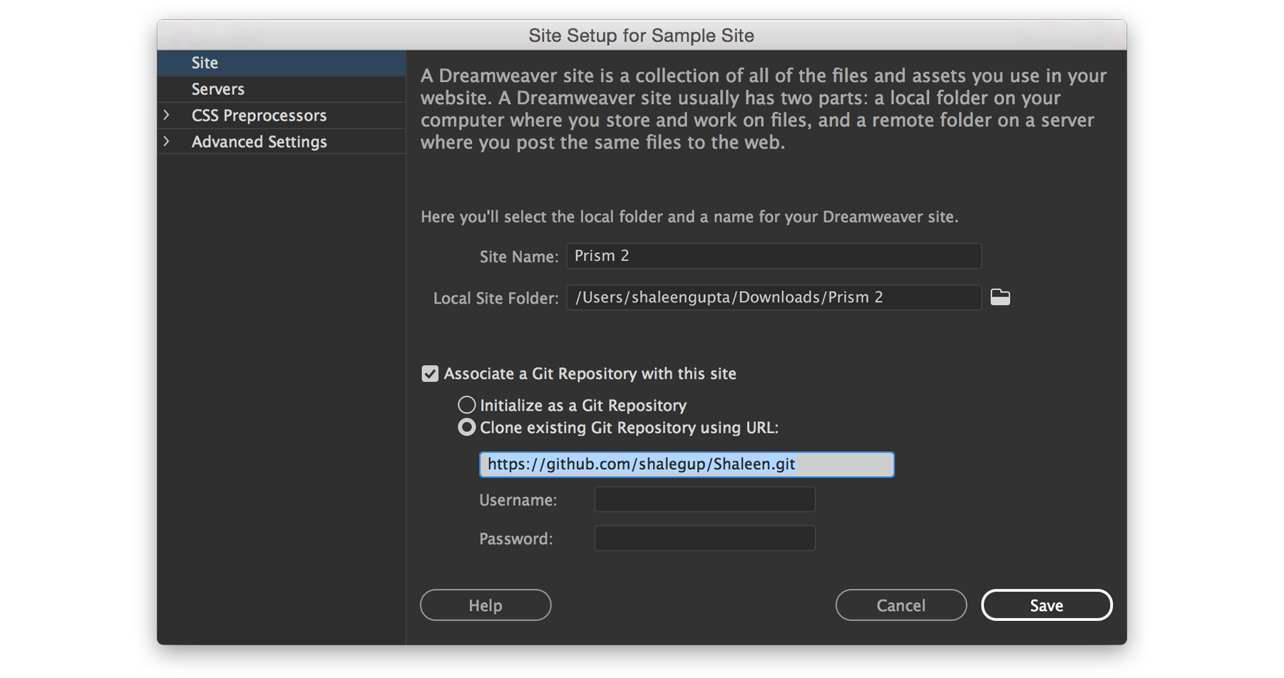Learn how to download and use Git with Dreamweaver CC.