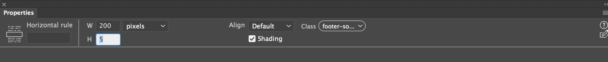 Create and edit horizontal rules in Dreamweaver