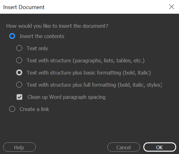 Import Microsoft Office documents in Dreamweaver (Windows only)