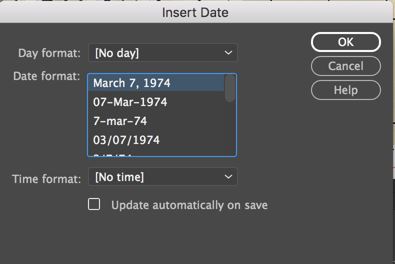 Insert dates and time in any format in Dreamweaver