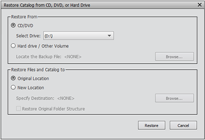 Back up or restore catalogs in Elements Organizer 15 and earlier versions