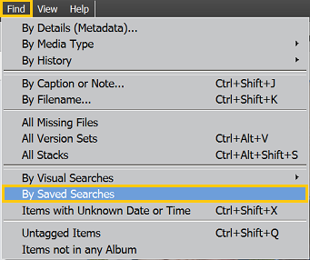 Creating and editing saved searches in Elements Organizer