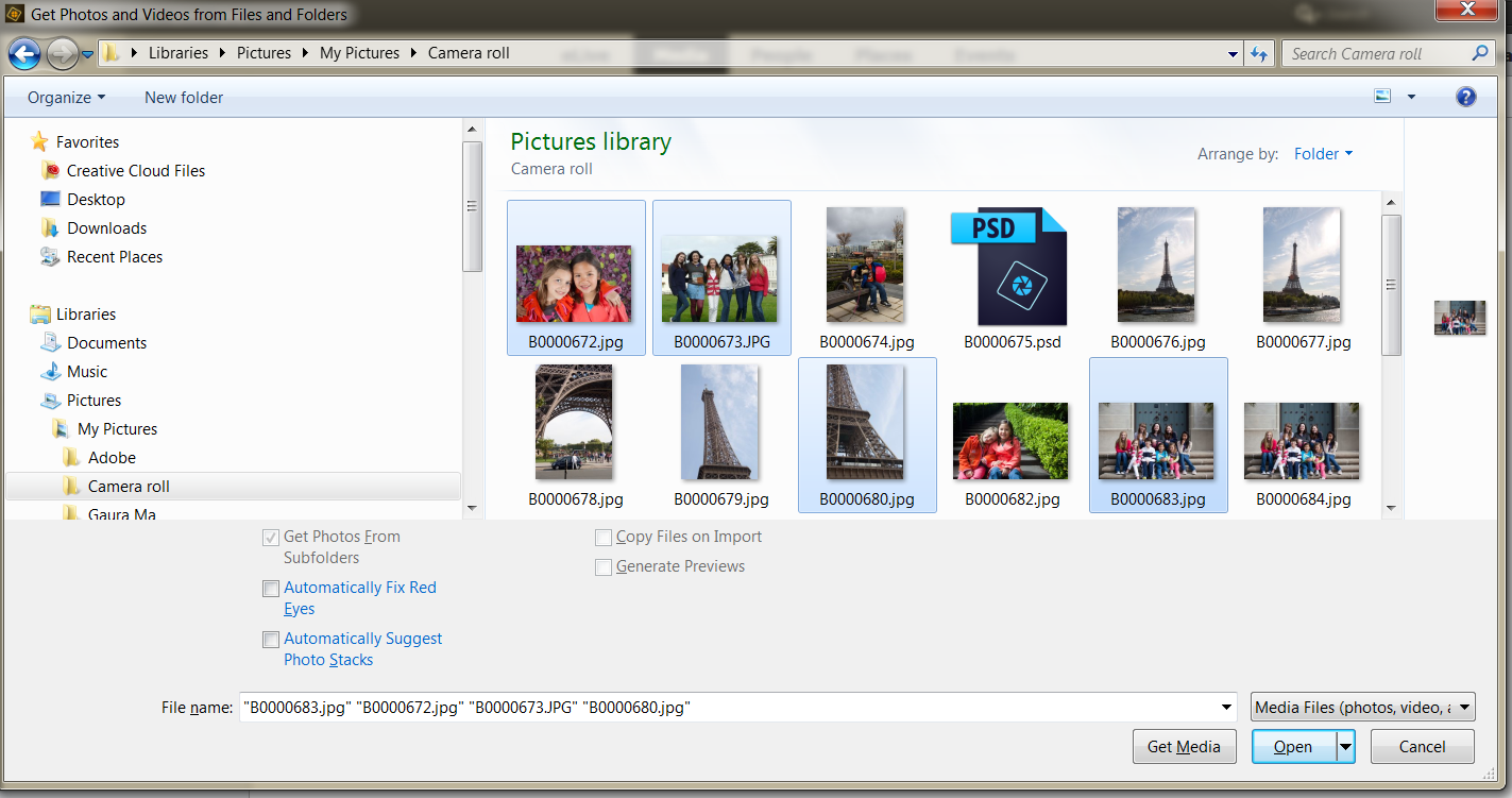 Import media from files and folders in Elements Organizer