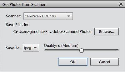 Importing photos from scanners (Windows only)