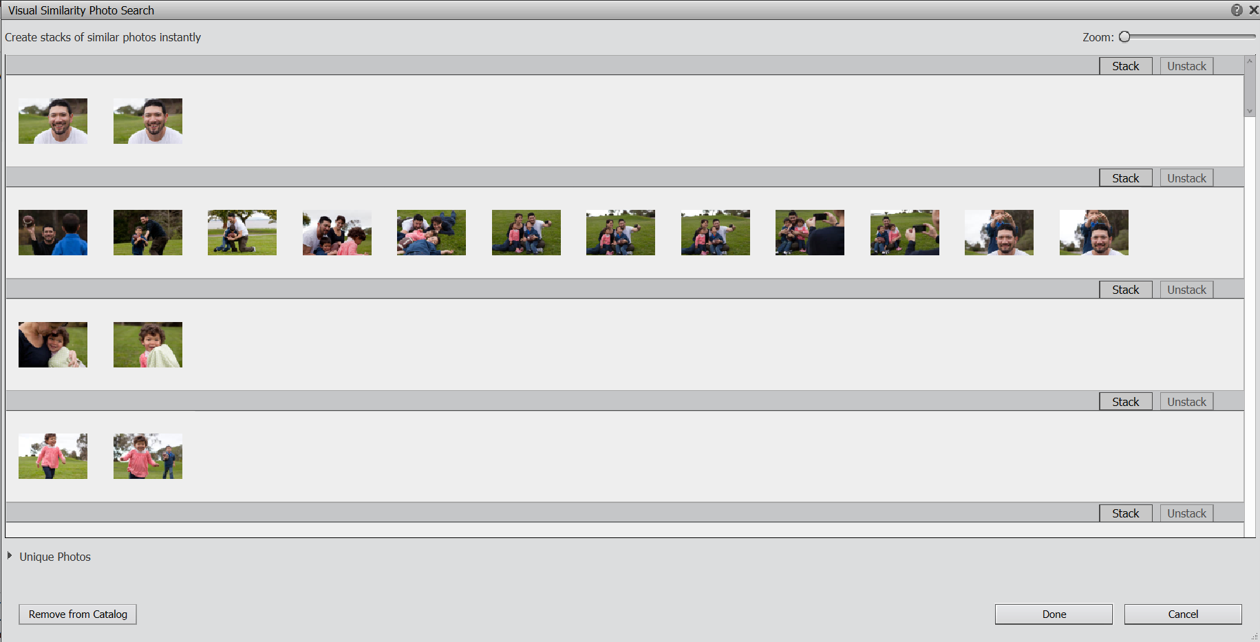 Search based on visual uniqueness in Elements Organizer