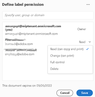 Microsoft Purview Information Protection support in Acrobat