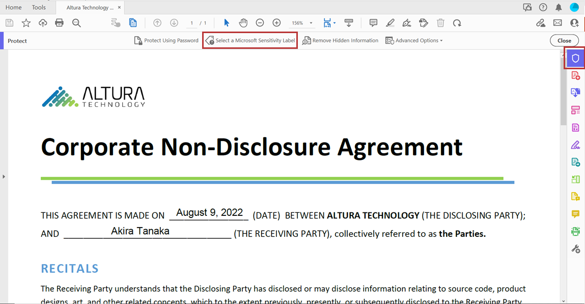 Microsoft Purview Information Protection support in Acrobat