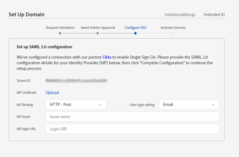 Konfiguration af Okta til brug med Adobe SSO