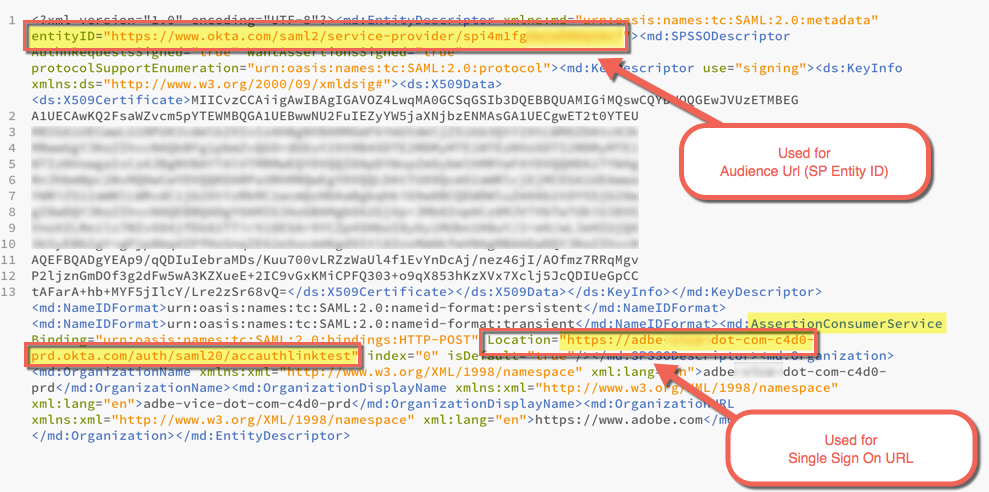 Adobe SSO와 함께 사용하기 위한 Okta 구성