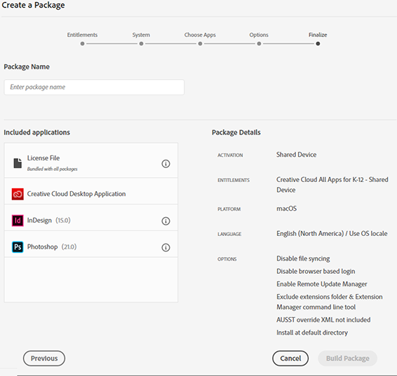 Create Shared Device Licensing packages