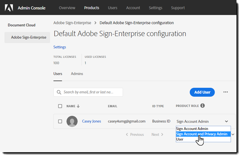 Adobe Document Cloud feature administration