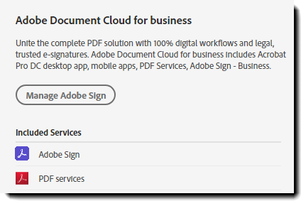 Adobe Document Cloud feature administration
