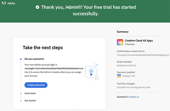 Start your Creative Cloud for teams trial