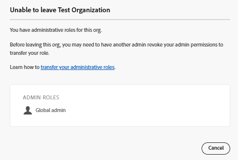 Leave your organization-owned account