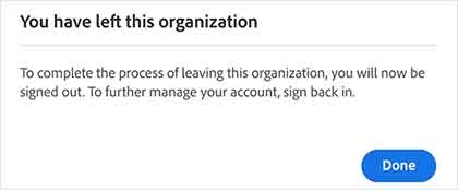 Leave your organization-owned account