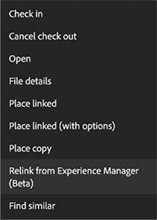Manage assets using Adobe Asset Link