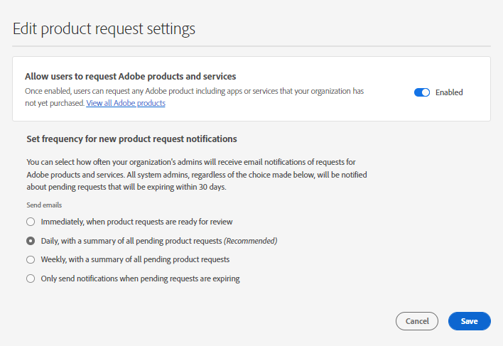 Manage product requests