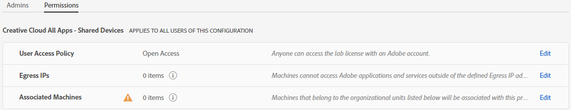 Manage shared device license profiles