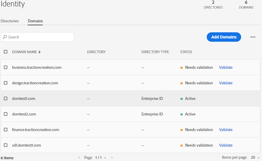 Add domains to directories