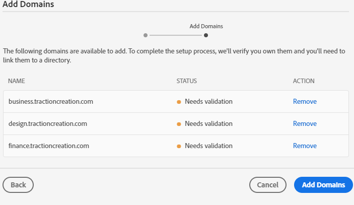 Add domains to directories