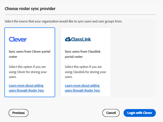 Sync users from your roster to Adobe Admin Console